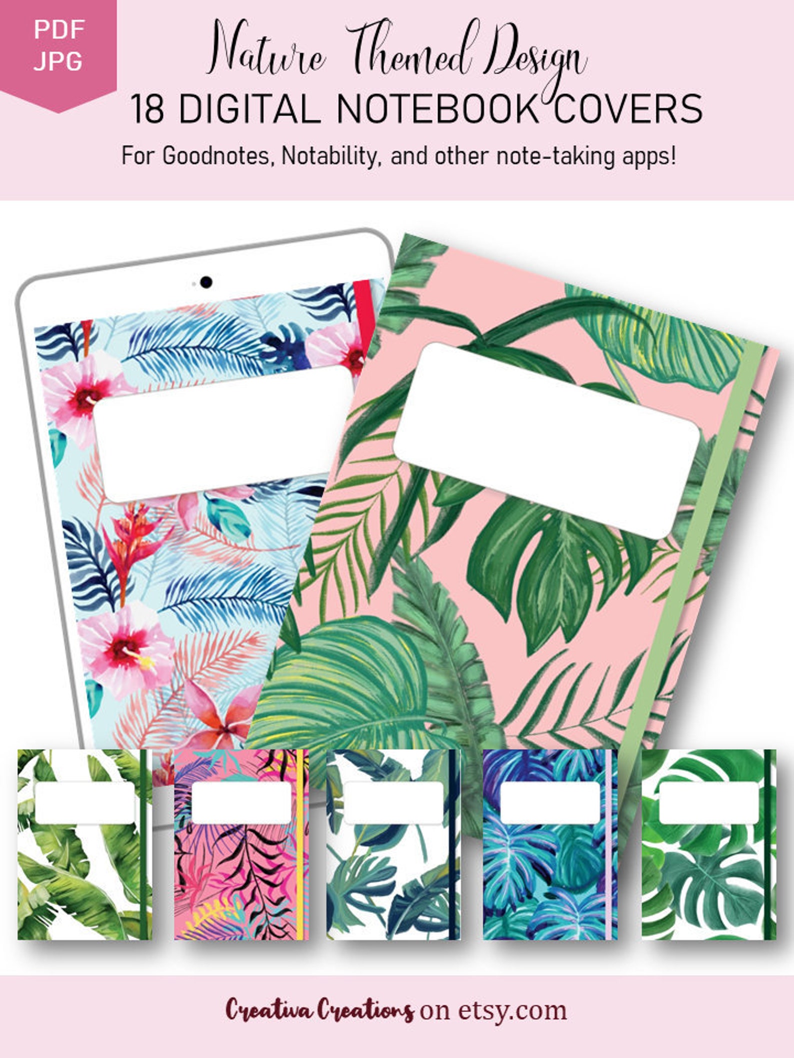 18 Nature Digital Notebook Covers Nature Plant Tropical - Etsy