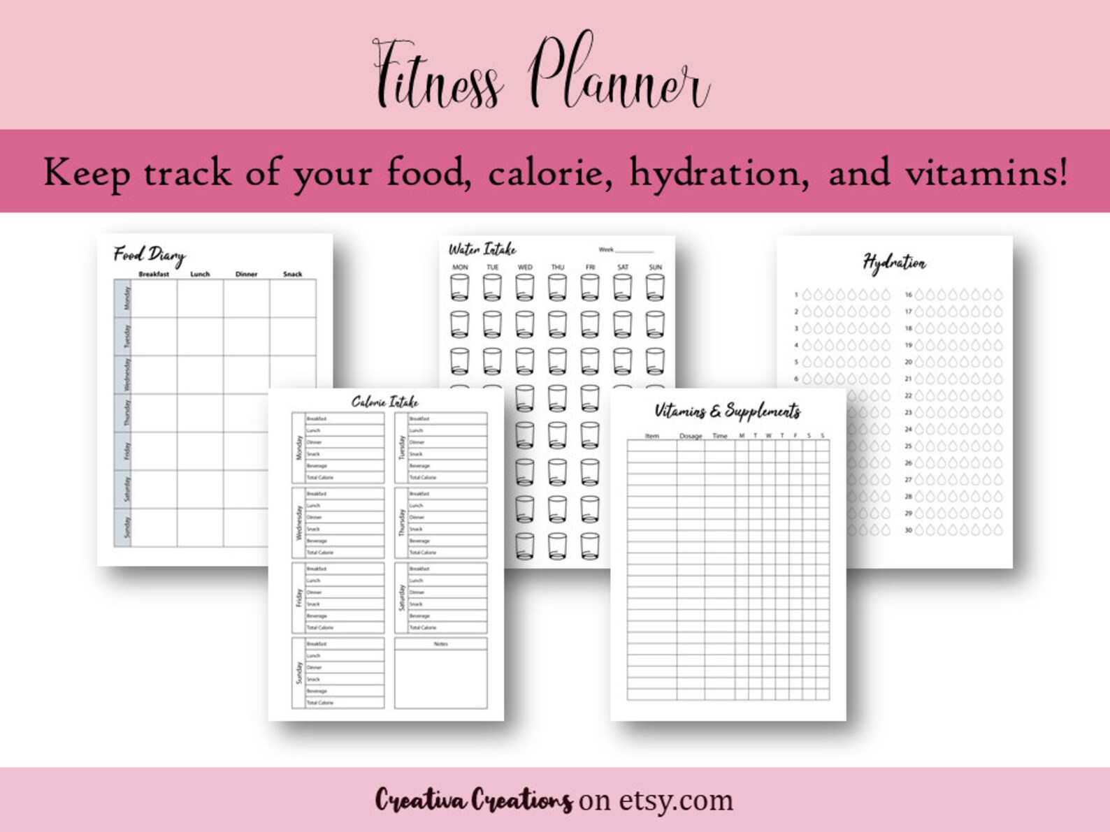 Fitness Planner Printable Meal Planner Health Wellness - Etsy