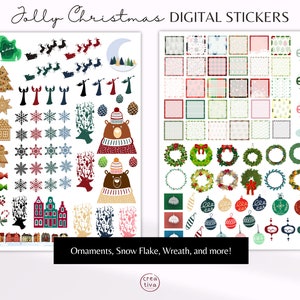 400 Jolly Christmas Digital Planner Sticker Set Icy December Christmas ...