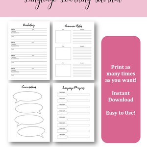 Language Study Planner Printable Language Learning Journal - Etsy