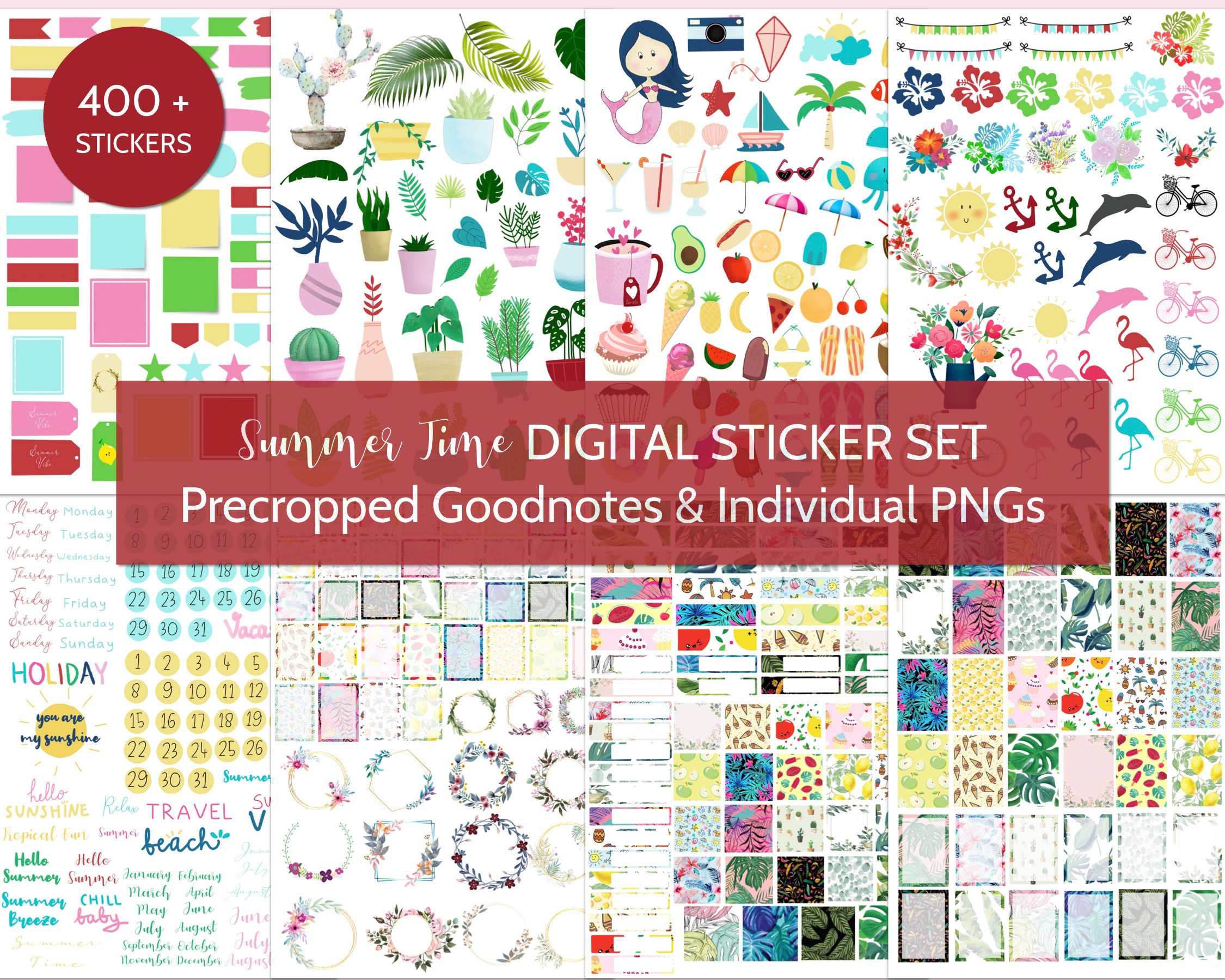 400 Summer Breeze Tropical Digital Planner Sticker Set June - Etsy