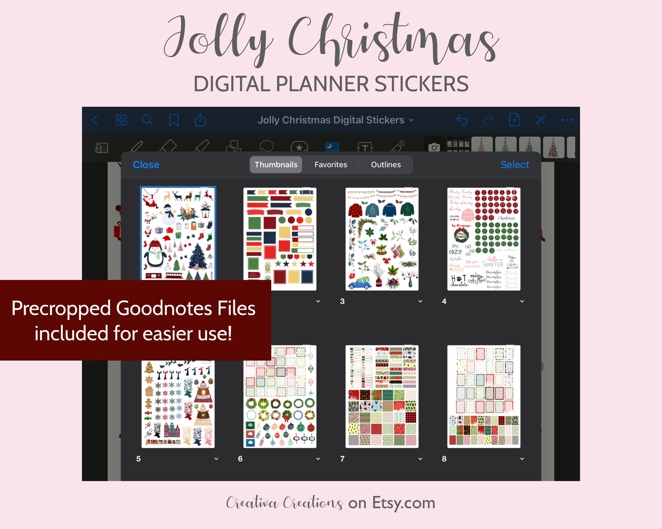 400 Jolly Christmas Digital Planner Sticker Set Icy - Etsy