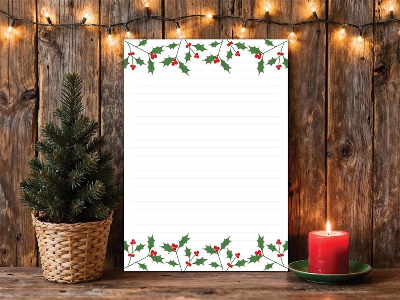 Christmas Lined Writing Paper Printable Stationery | 10 Designs | A4 ...
