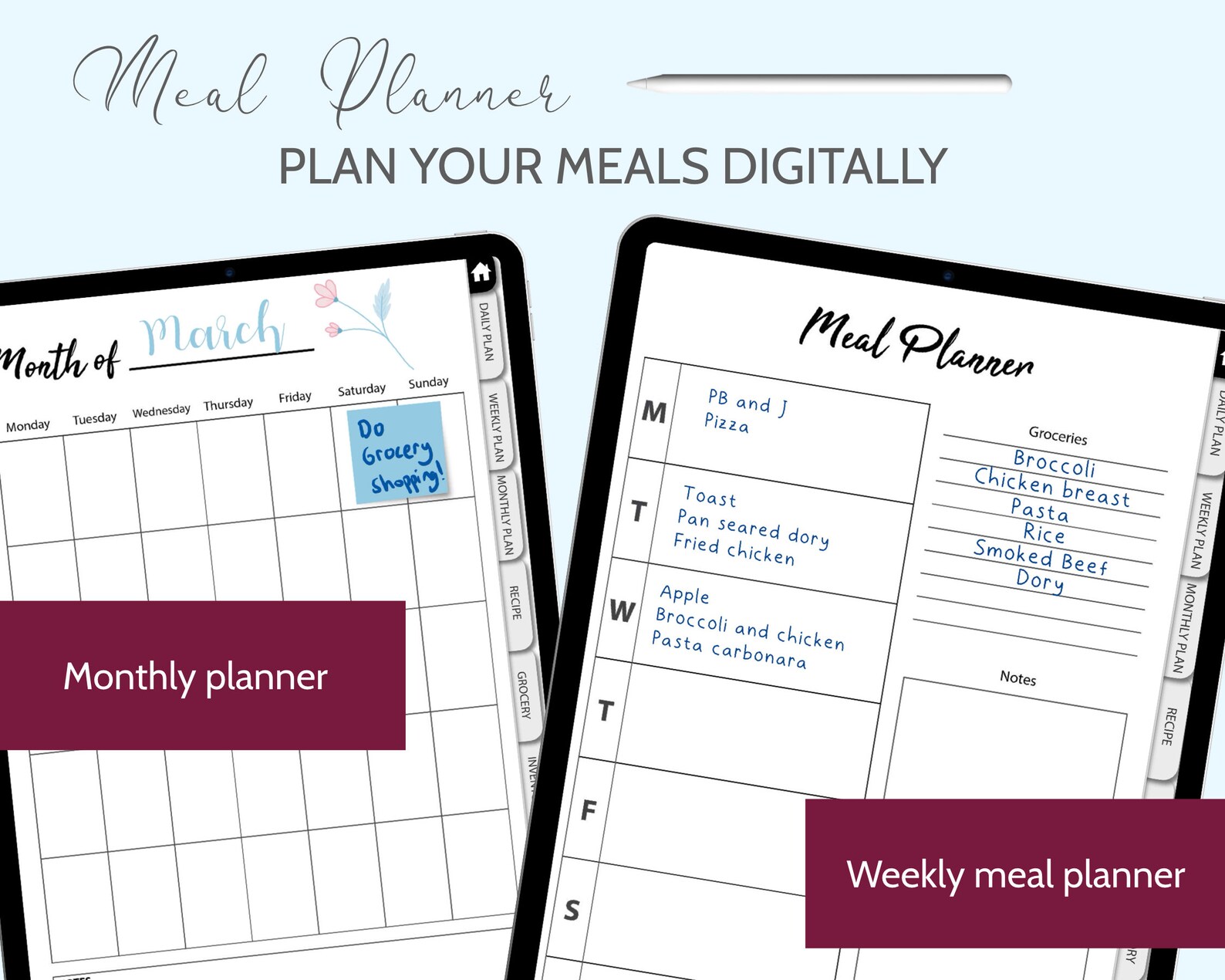 Digital Meal Planner Hyperlinked Goodnotes iPad Digital - Etsy