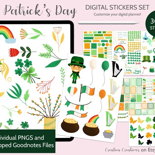 March Digital Planner Stickers St. Patrick's Day Sticker - Etsy