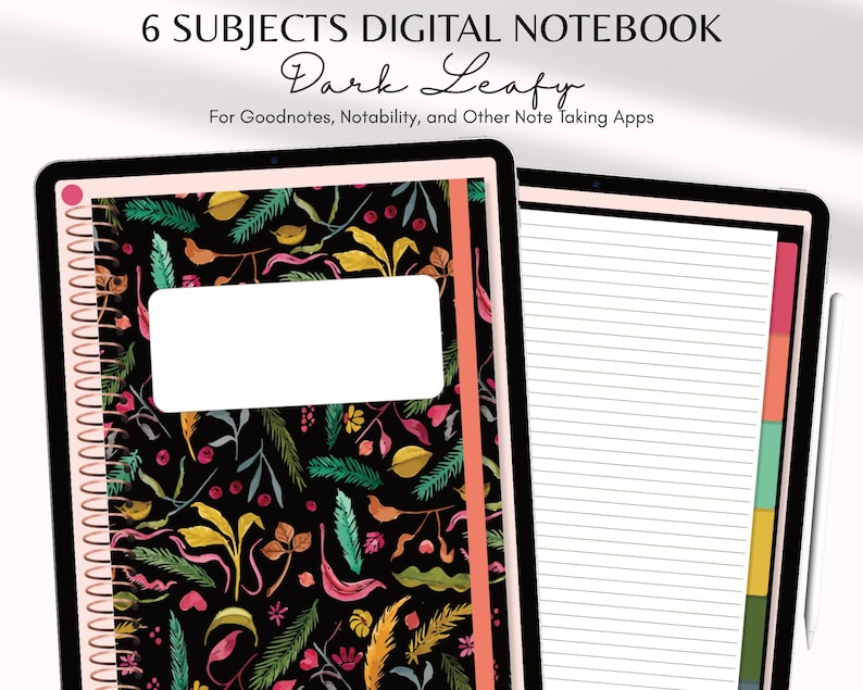 6 Subjects Hyperlinked Digital Notebook Goodnotes | Beautiful Digital ...