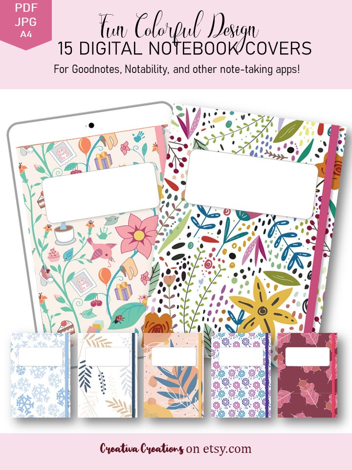 15 Fun Pattern Digital Notebook Covers Colorful Fun Bright - Etsy