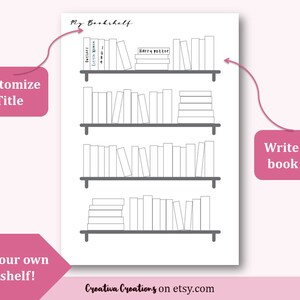 Reading Tracker Printable Bookshelf Printable Reading List - Etsy