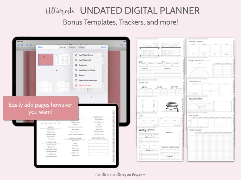 2021 Undated Digital Planner Landscape for Goodnotes Notability iPad ...