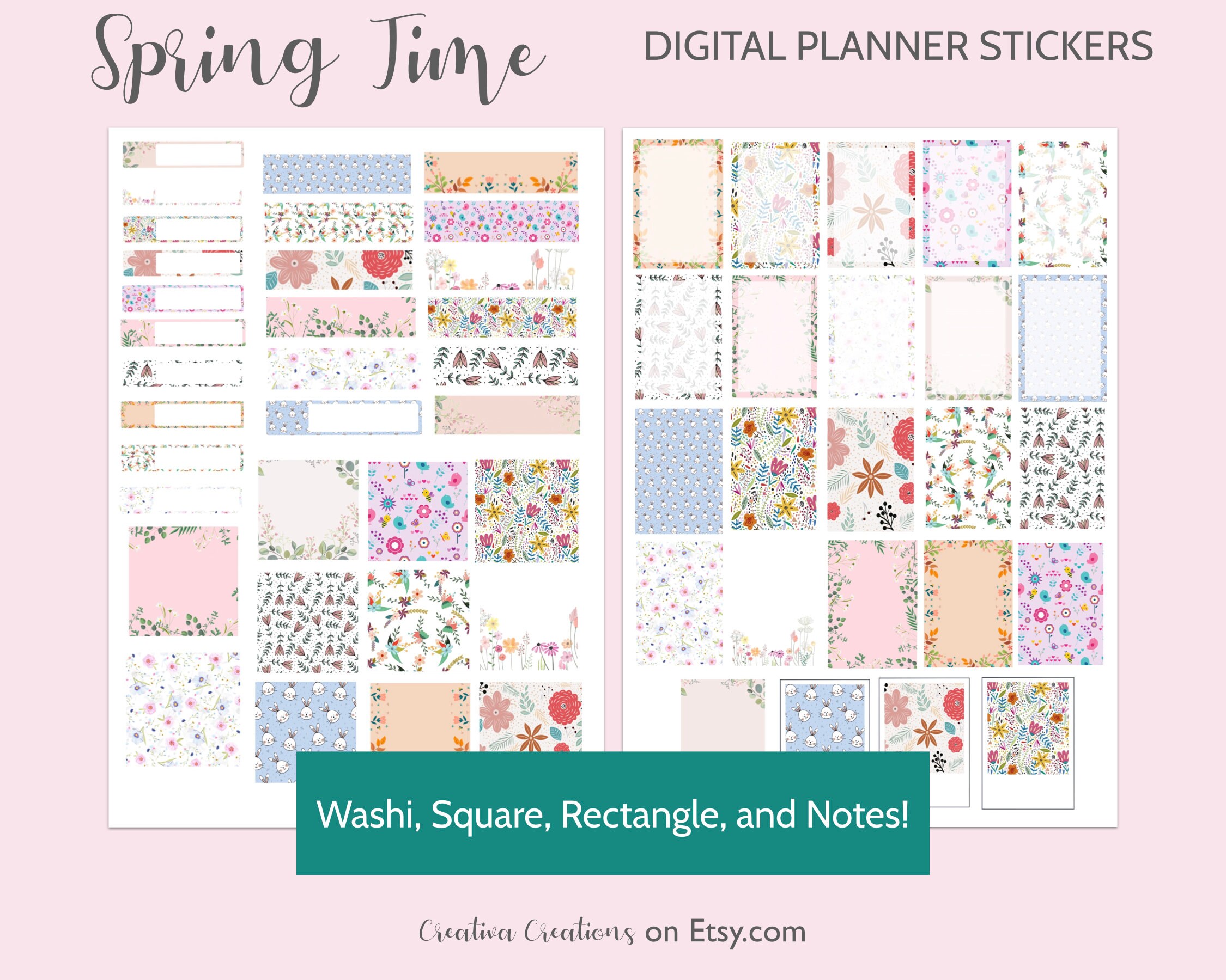 300 Spring Time Digital Planner Sticker Set March April May | Etsy
