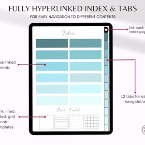 12 Subjects Hyperlinked Digital Notebook With Bonus Digital Stickers ...