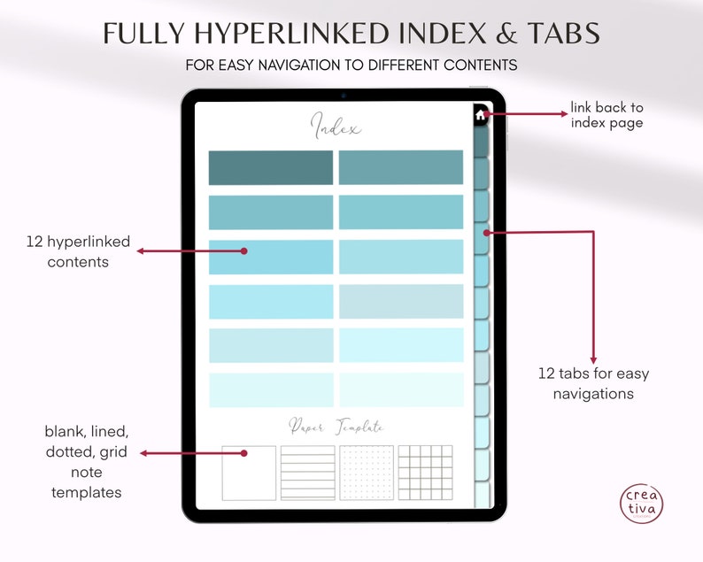 12 Subjects Hyperlinked Digital Notebook With Bonus Digital - Etsy