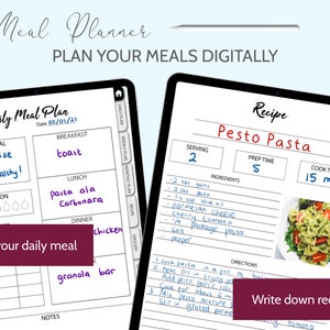 Digital Meal Planner Hyperlinked Goodnotes iPad Digital Recipe Book ...