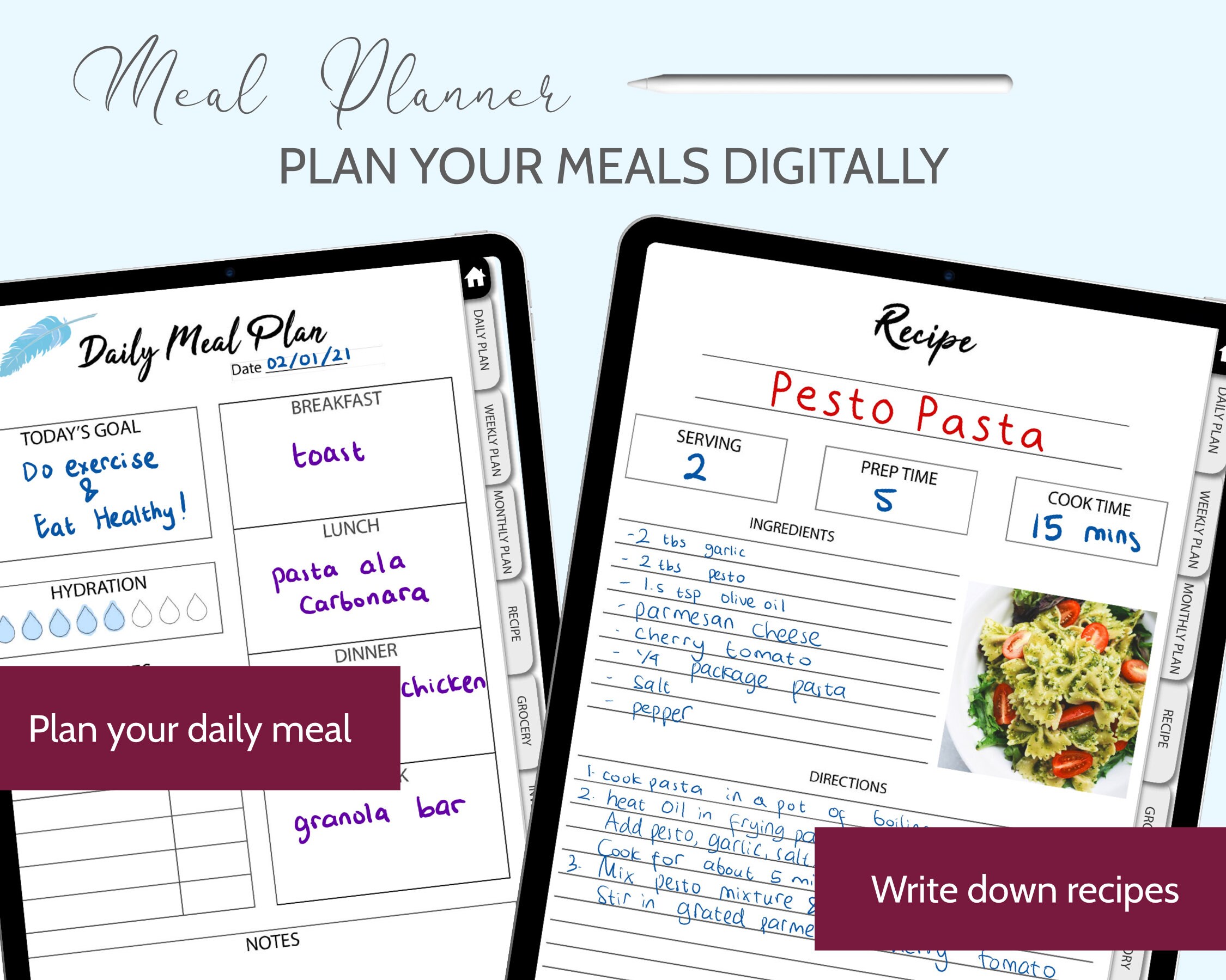 Digital Meal Planner Hyperlinked Goodnotes iPad Digital - Etsy