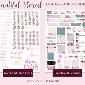 300+ Beautiful Floral Digital Planner Sticker Set | Spring Flower ...