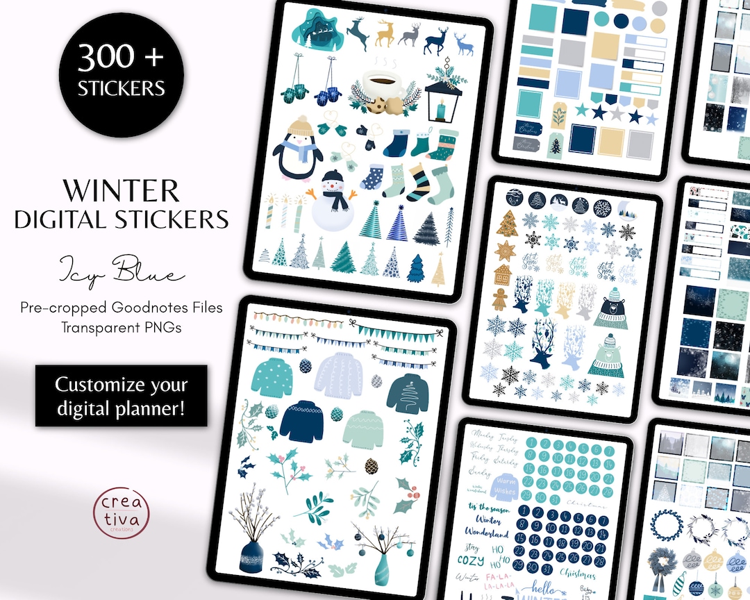 300+ Winter Digital Sticker Icy Blue December Stickers January Stickers ...