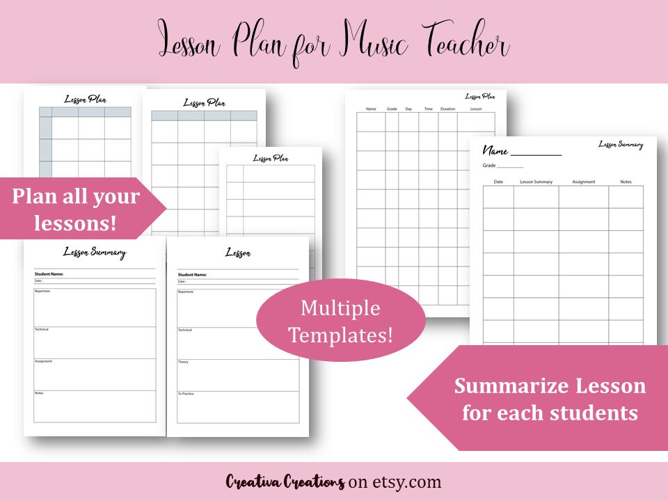 Music Teacher Planner Printable Musician Journal Piano - Etsy