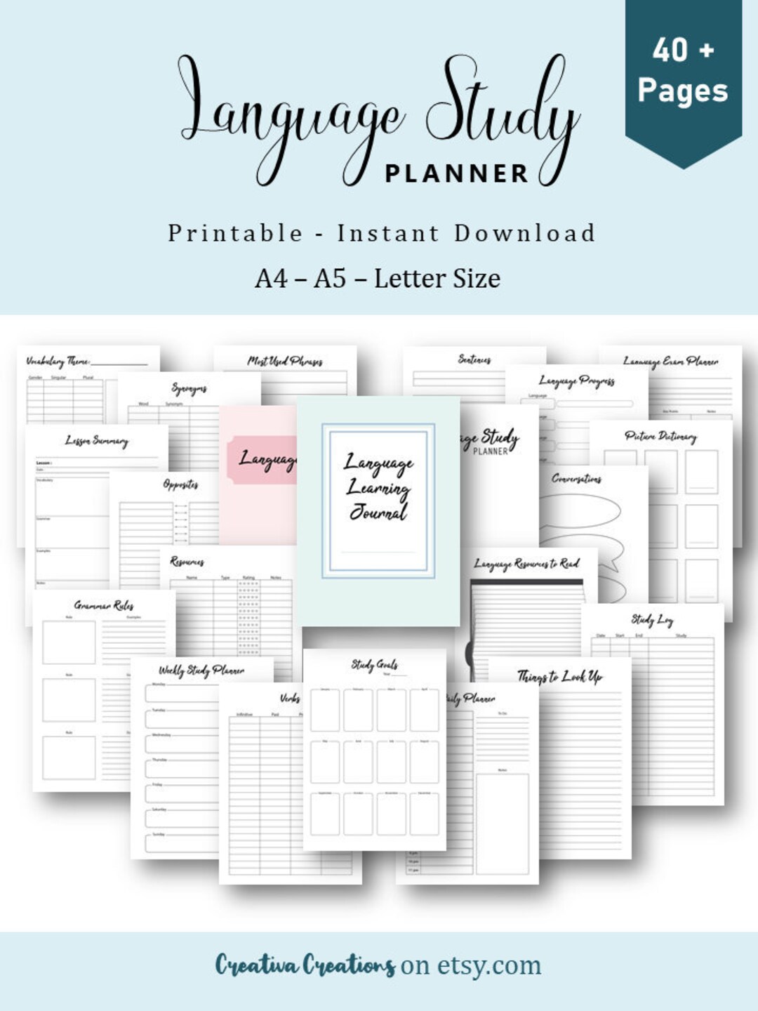 Language Study Planner Printable Language Learning Journal - Etsy