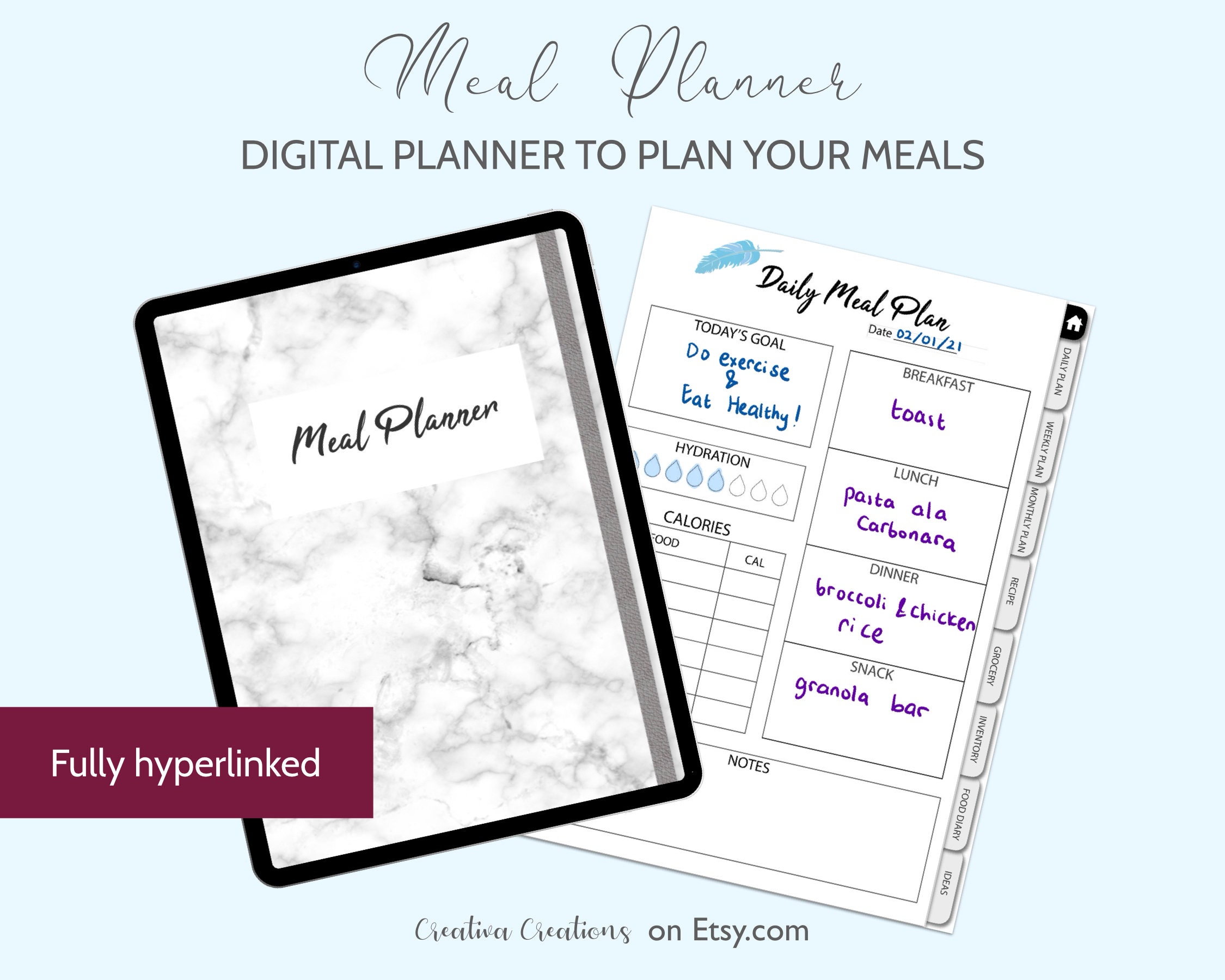 Digital Meal Planner Hyperlinked Goodnotes iPad Digital - Etsy