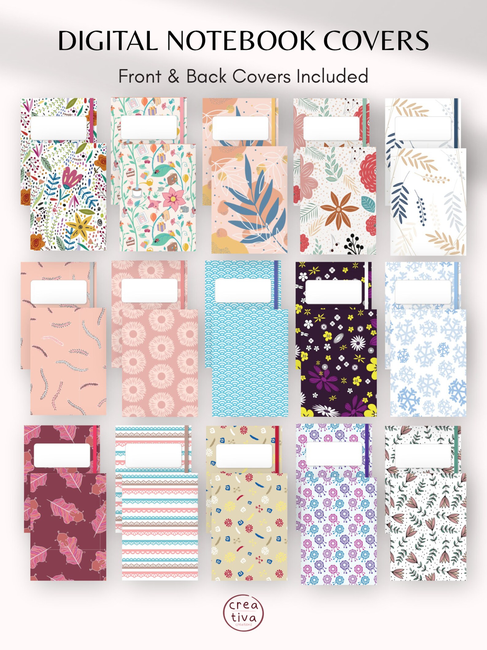 15 Fun Pattern Digital Notebook Covers Colorful Digital Notebook Cover ...