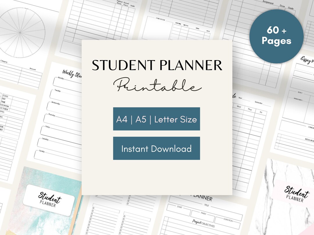 Student Planner Printable Academic Planner School College Organizer ...