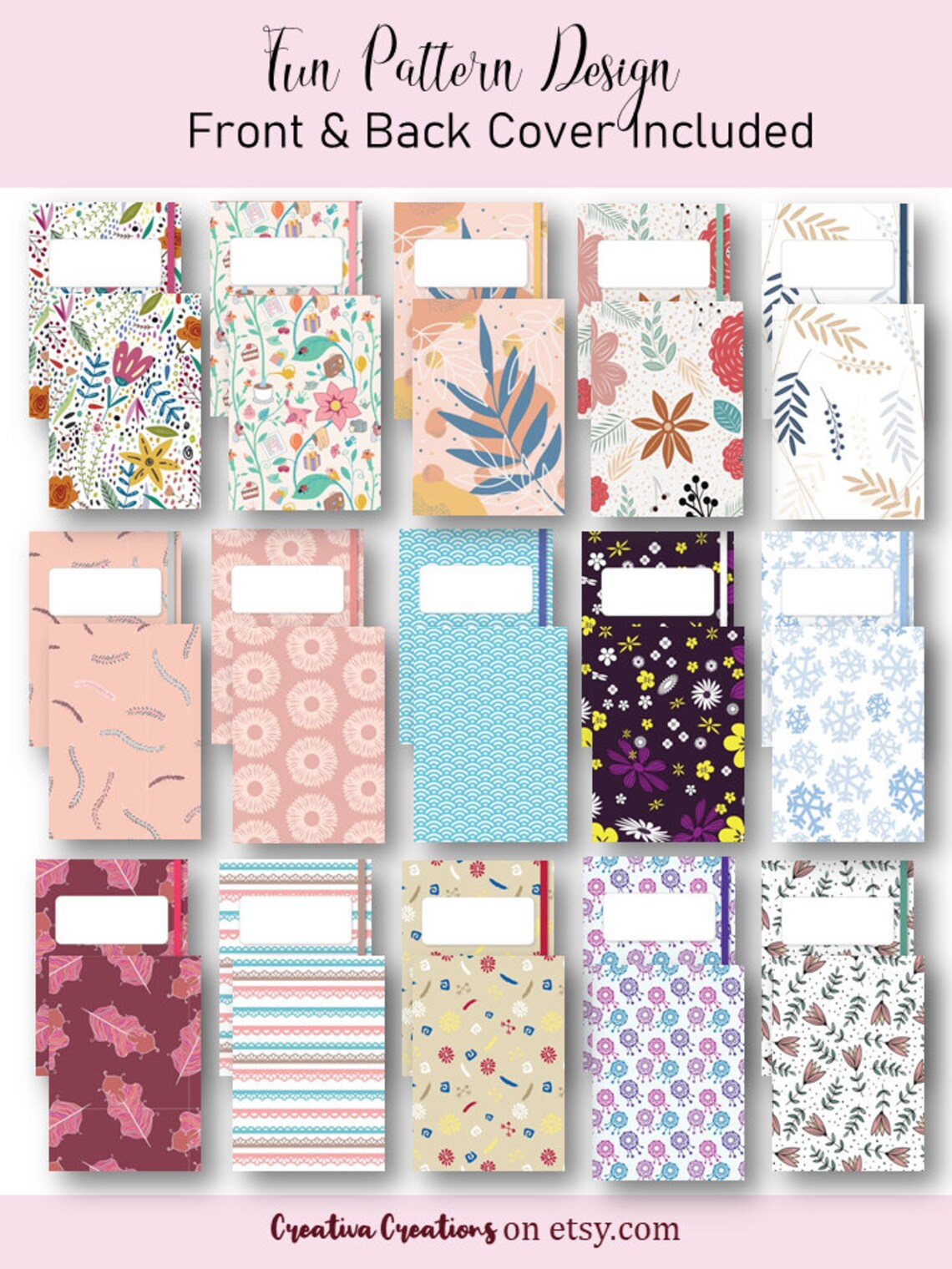 15 Fun Pattern Digital Notebook Covers Colorful Fun Bright - Etsy