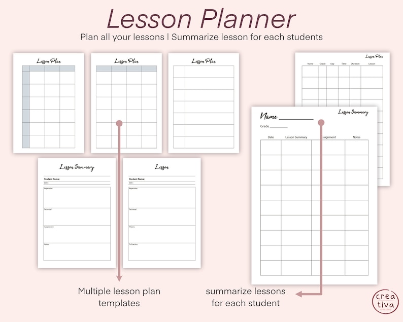 Music Teacher Planner Printable Musician Journal Piano Violin Guitar ...