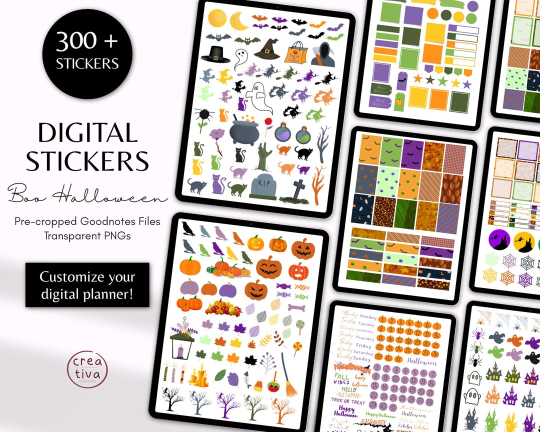 300+ Halloween Digital Planner Stickers: Spooky Goodnotes PNG Set ...