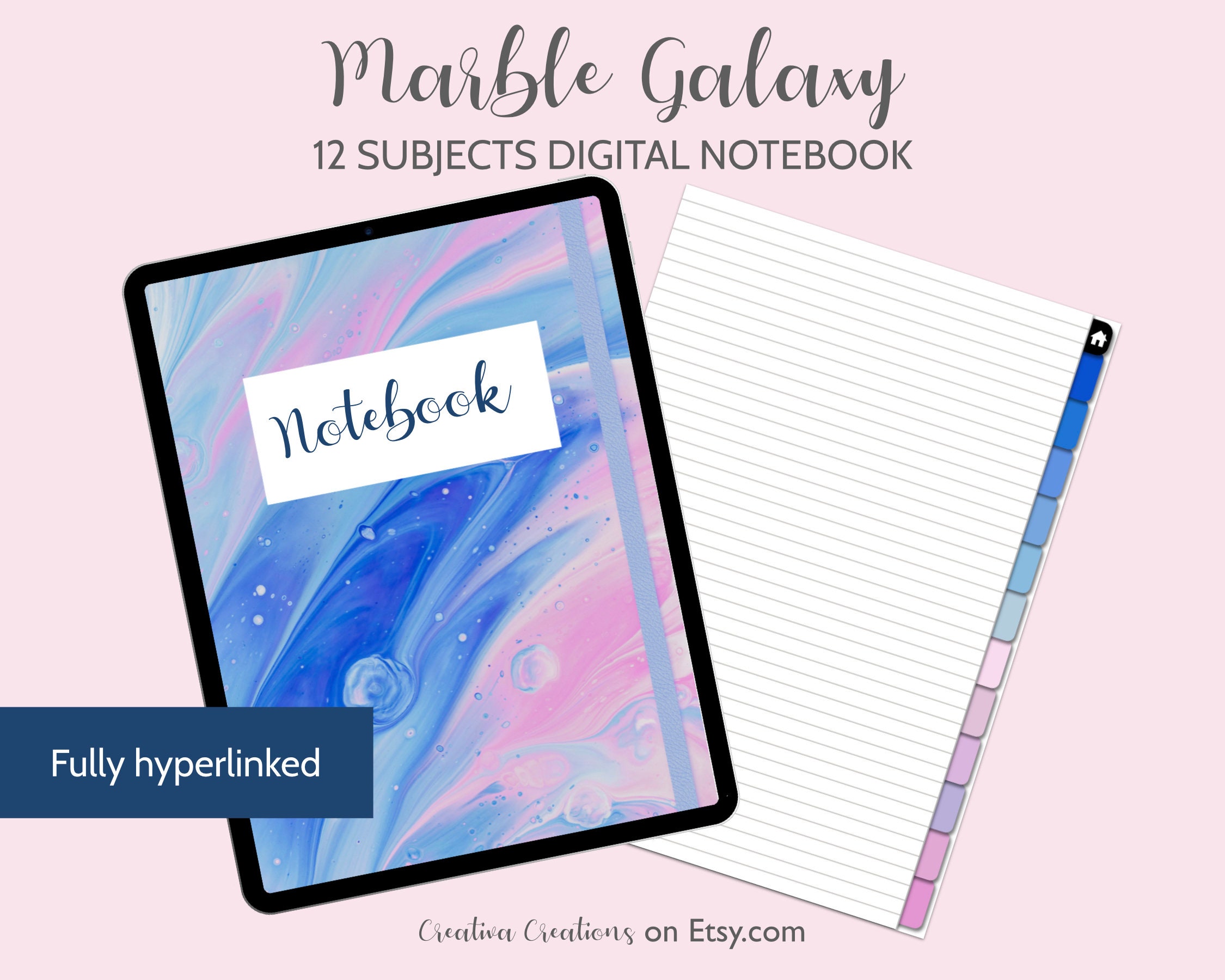 12 Subjects Hyperlinked Digital Notebook With Bonus Digital | Etsy