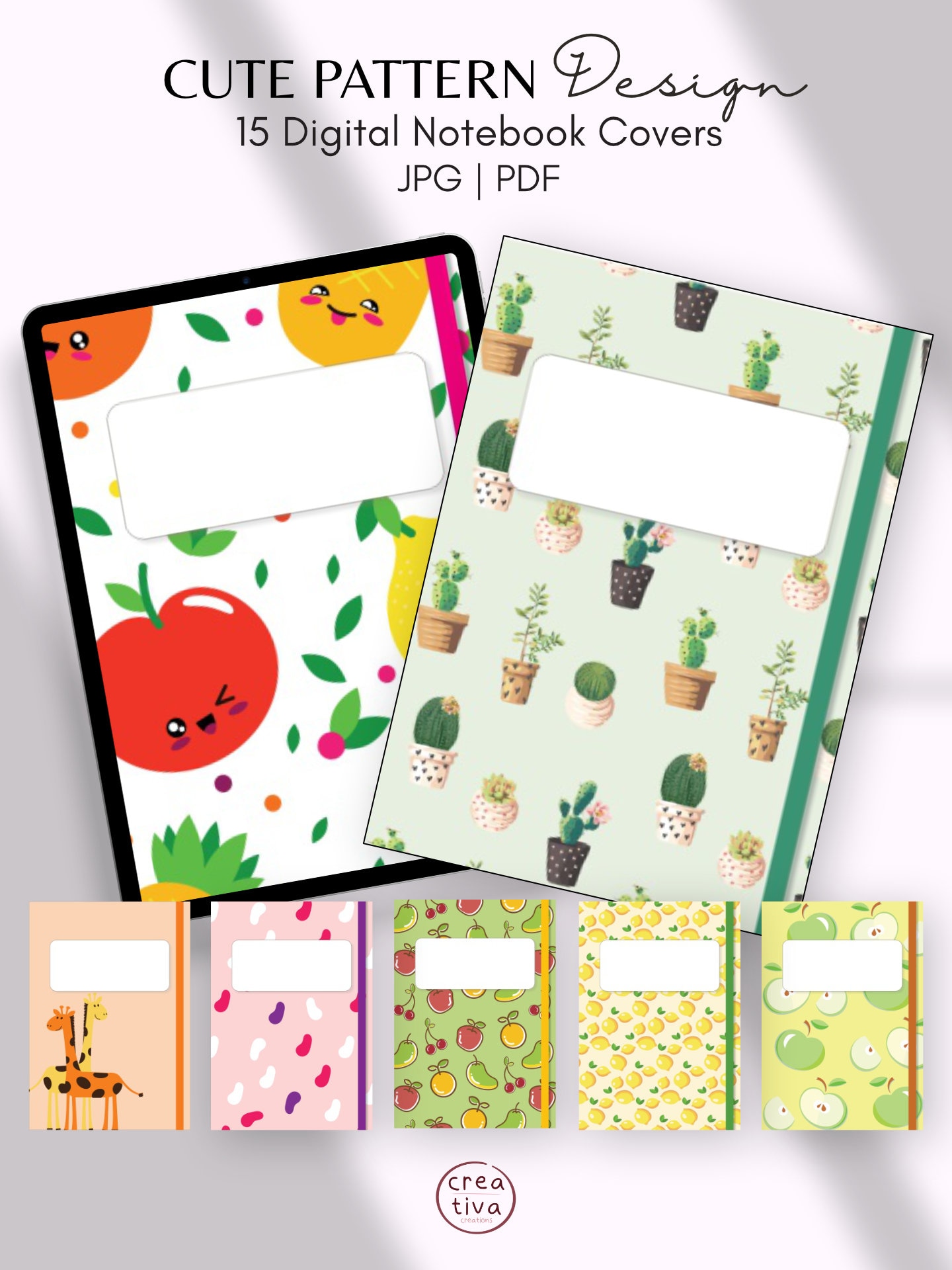 15 Cute Pattern Digital Notebook Covers Cute Planner Covers Colorful ...