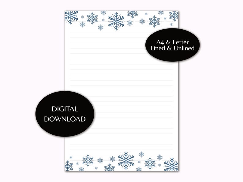 Printable Christmas Stationery Digital Download Holiday Writing Paper ...