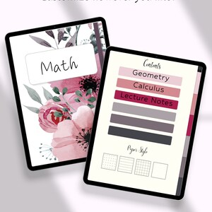 6 Subjects Floral Digital Notebook Beautiful Digital Notebook Goodnotes ...