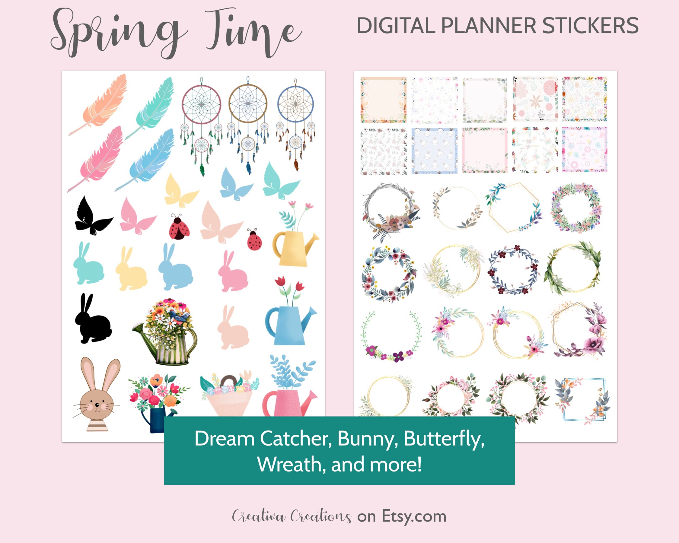 300 Spring Time Digital Planner Sticker Set March April May | Etsy