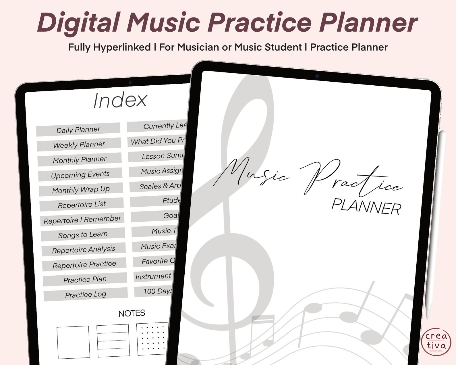 Digital Music Practice Planner New Goodnotes Hyperlinked iPad Digital ...