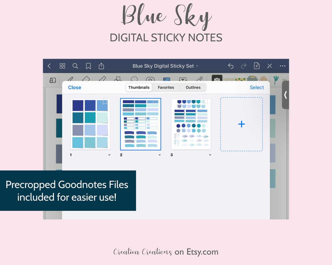 100 Digital Sticky Notes Set 12 Blue Sky Ocean Teal Colors - Etsy