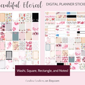 300+ Beautiful Floral Digital Planner Sticker Set | Spring Flower ...