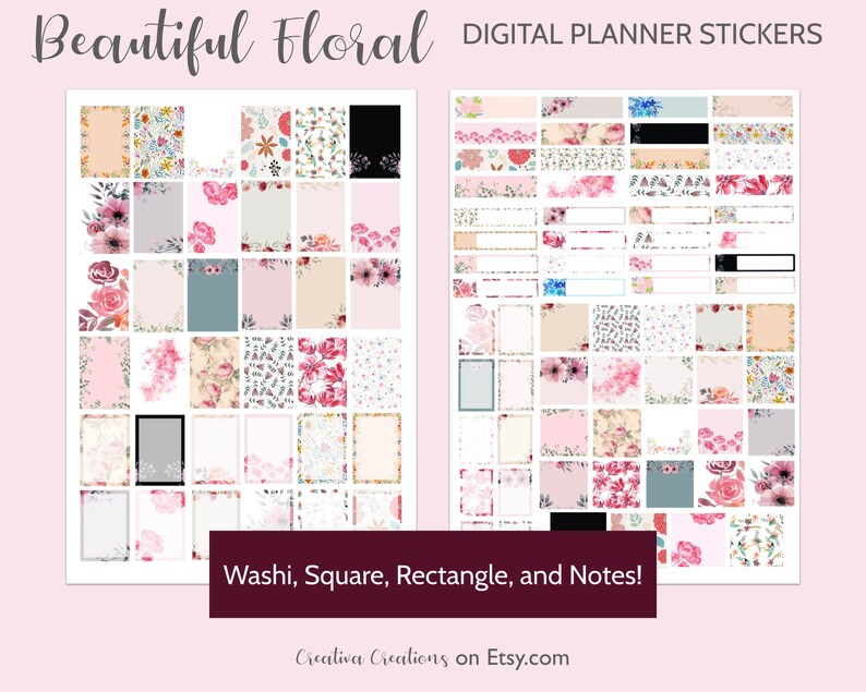 300 Beautiful Floral Digital Planner Sticker Set Spring - Etsy