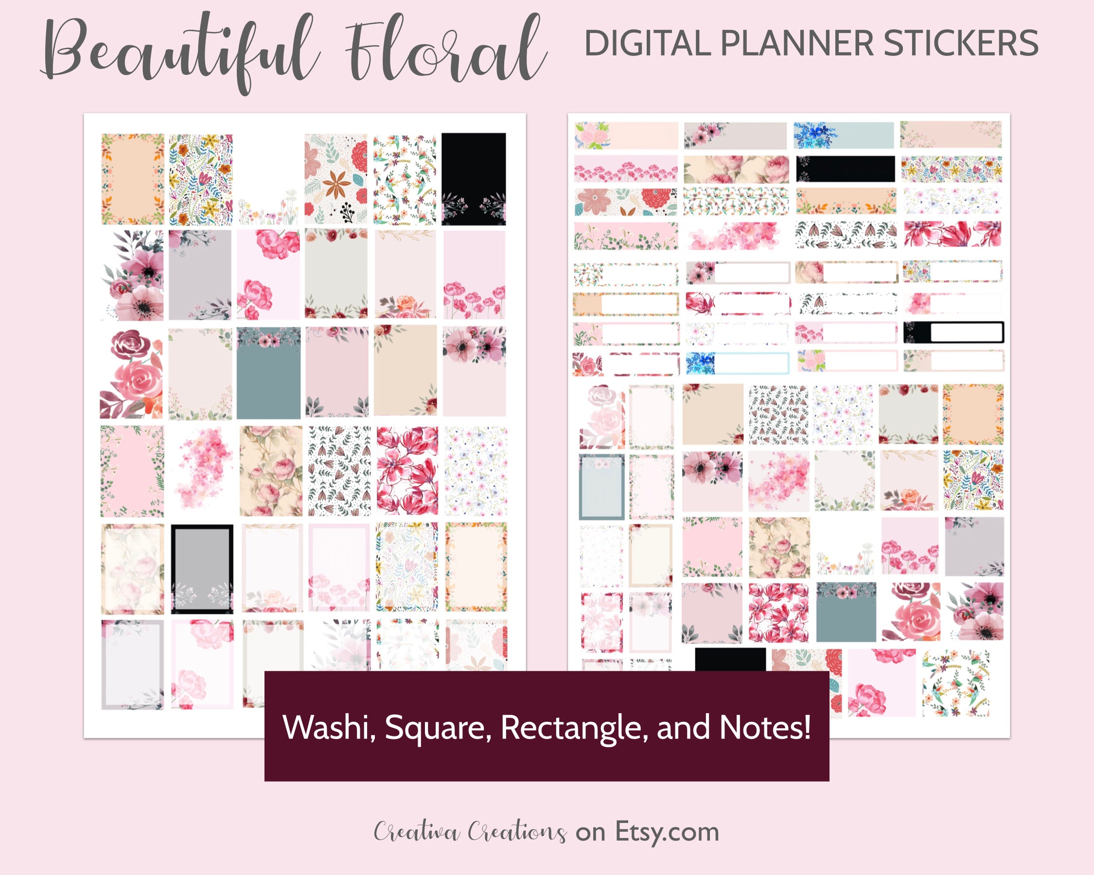300 Beautiful Floral Digital Planner Sticker Set Spring | Etsy