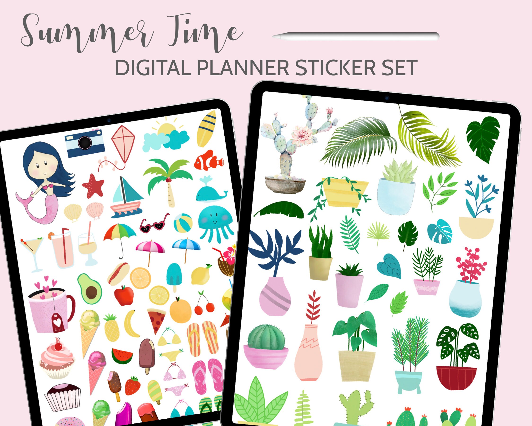 400 Summer Breeze Tropical Digital Planner Sticker Set June - Etsy