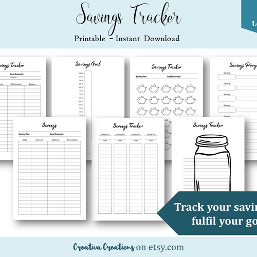 Saving Goal Tracker Printable Bullet Journal Planner Inserts | Etsy
