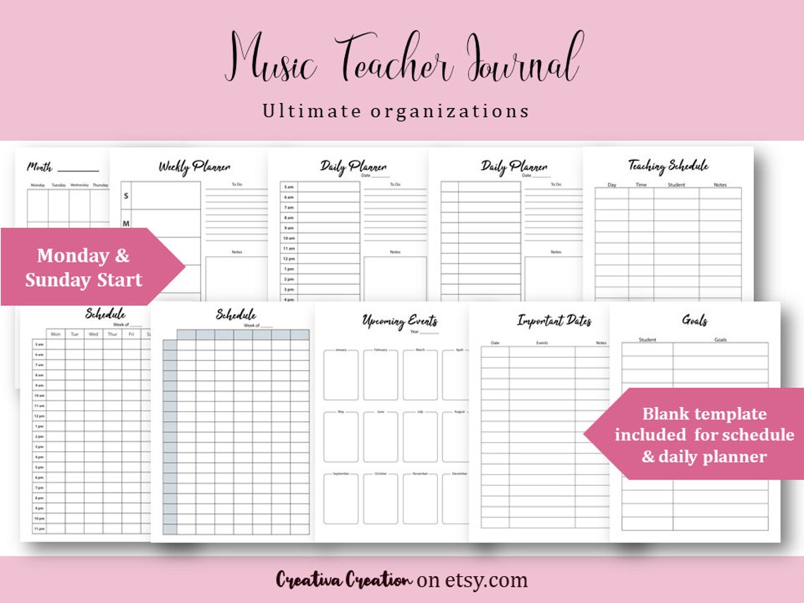 Music Teacher Planner Printable Musician Journal Piano - Etsy Canada