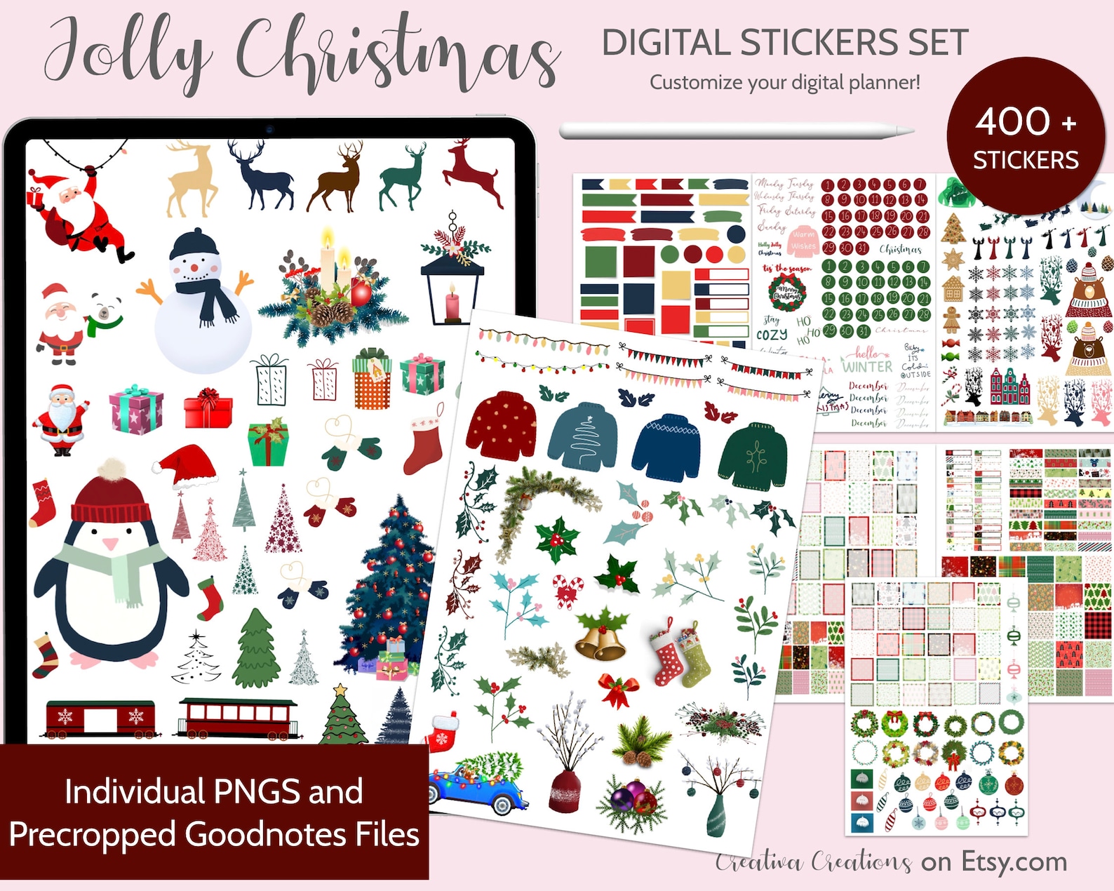 400 Jolly Christmas Digital Planner Sticker Set Icy - Etsy