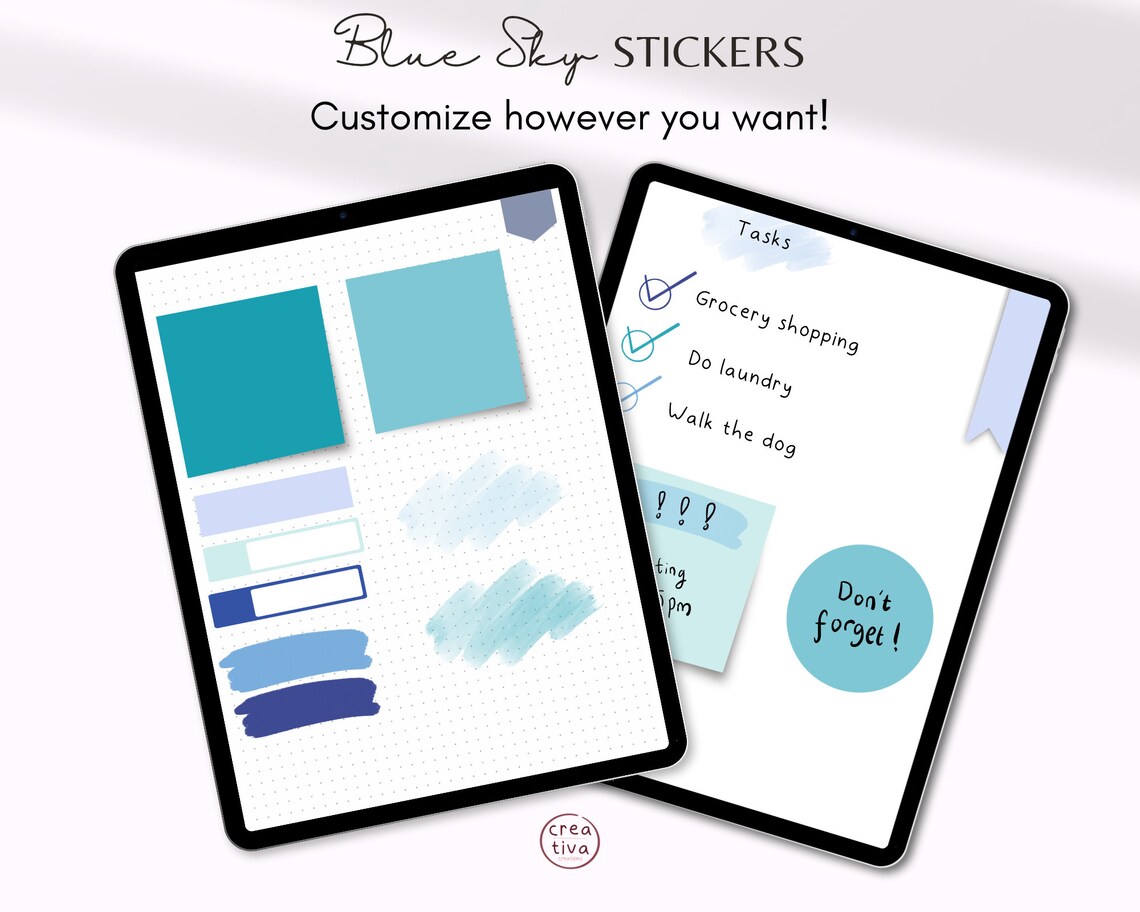 100+ Digital Sticky Notes Set | 12 Blue Sky Ocean Teal Colors ...