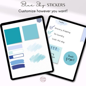 100+ Digital Sticky Notes Set | 12 Blue Sky Ocean Teal Colors ...