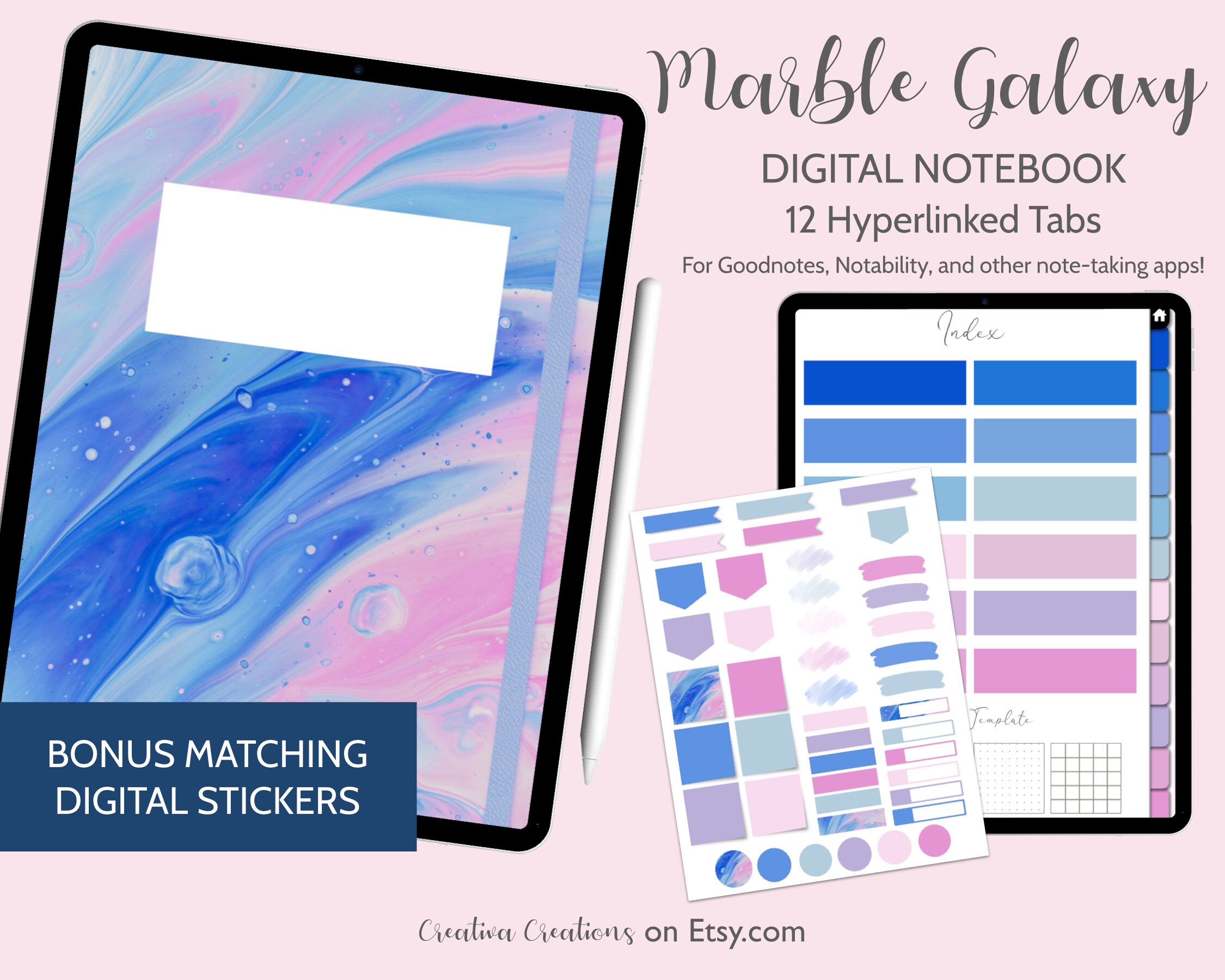 12 Subjects Hyperlinked Digital Notebook With Bonus Digital | Etsy