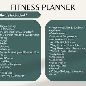 Fitness Planner Printable Meal Planner | Health Wellness Planner ...