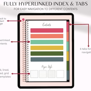 6 Subjects Hyperlinked Digital Notebook Goodnotes | Beautiful Digital ...