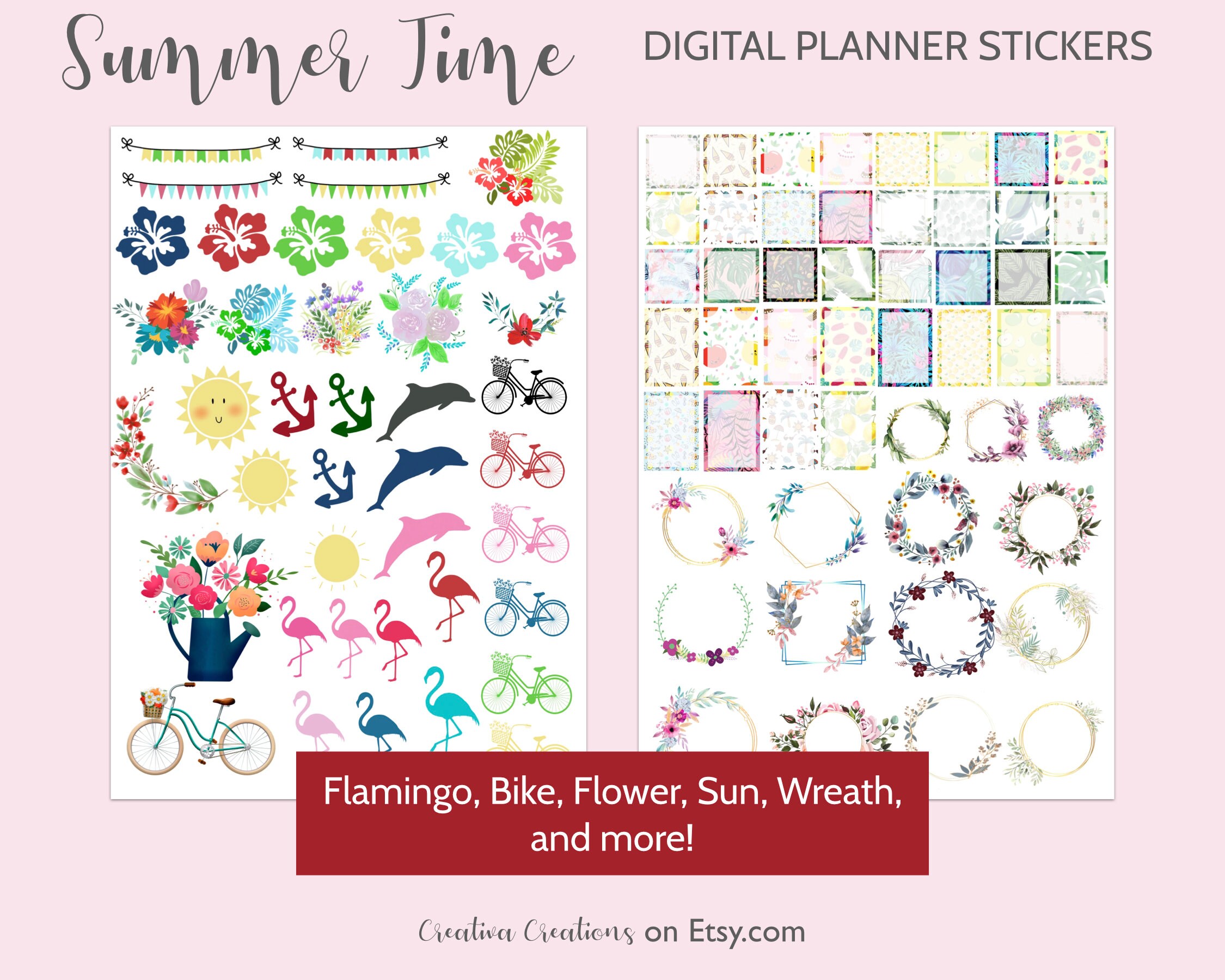 400 Summer Breeze Tropical Digital Planner Sticker Set June - Etsy