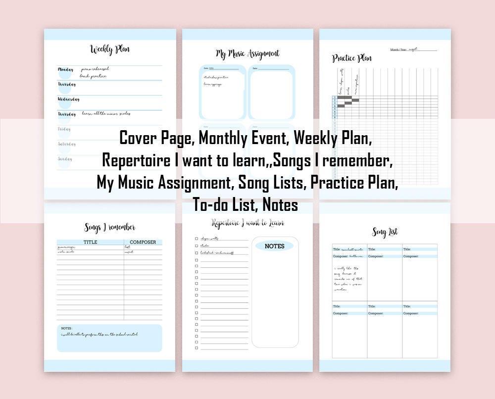 MUSIC PLANNER PRINTABLE, Practice Plan, Printable Planner, Music ...