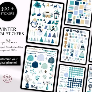 300+ Winter Digital Planner Sticker Set Icy Blue | December January ...
